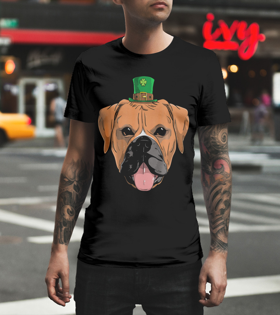 Boxer Dog St Patricks Day Leprechaun Puppy With Hat T-Shirt