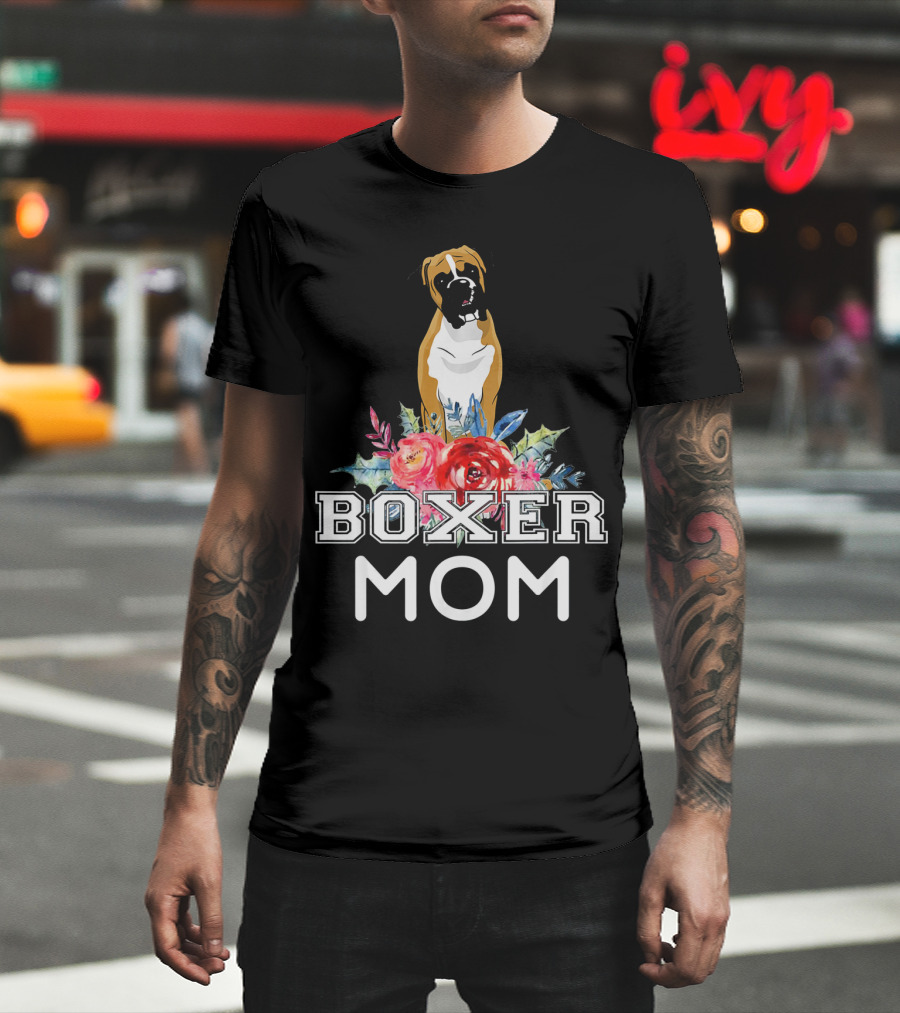 Boxer Mom Floral T-Shirt