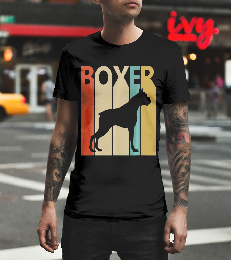 Boxer Retro Style Silhouette For Dog Dad Or T-Shirt
