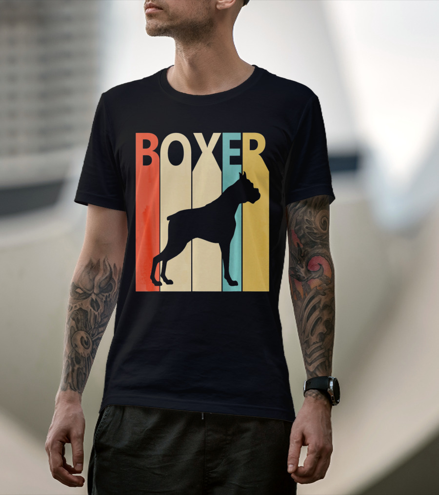 Boxer Retro Style Silhouette For Dog Dad Or T-Shirt