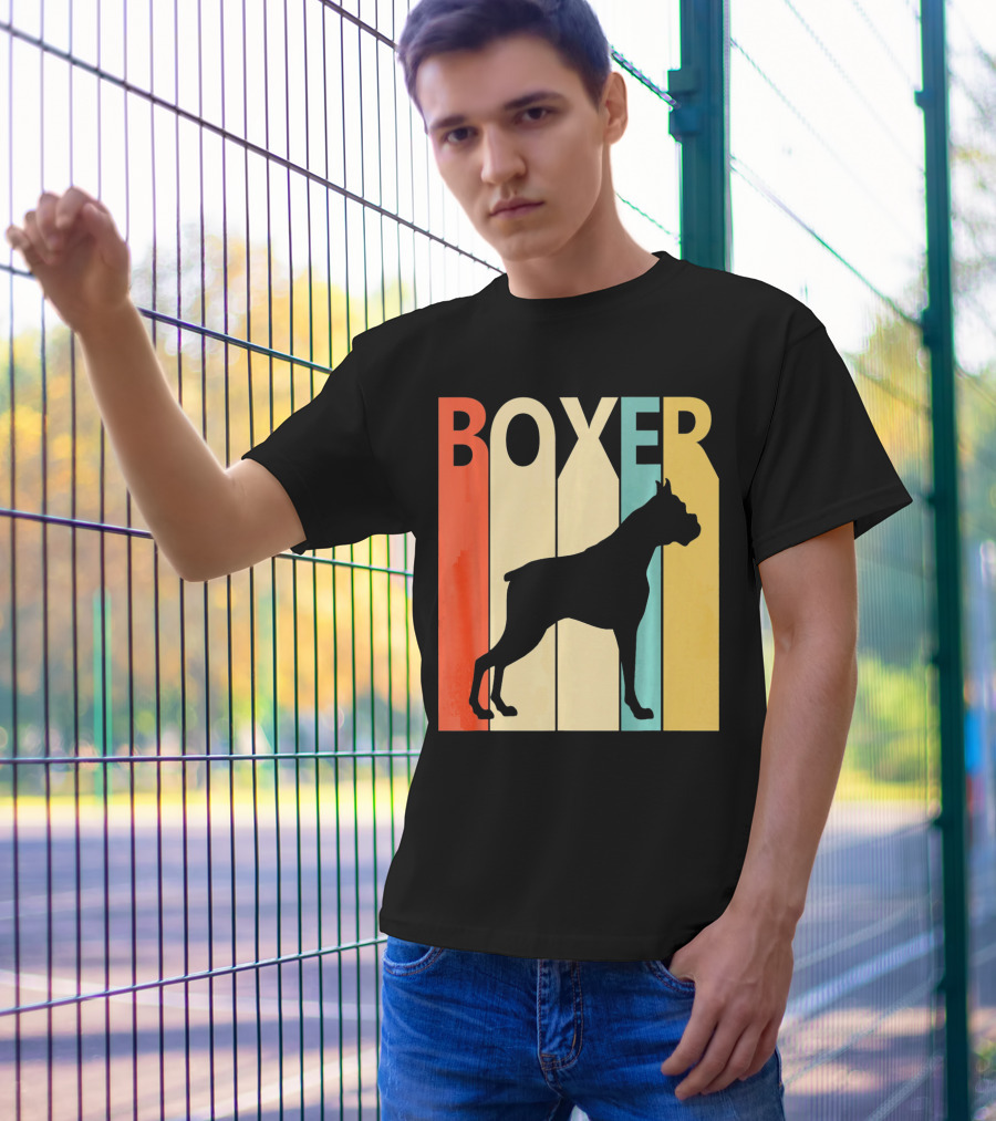 Boxer Retro Style Silhouette For Dog Dad Or T-Shirt