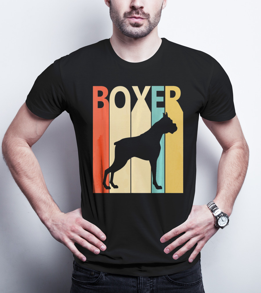 Boxer Retro Style Silhouette For Dog Dad Or T-Shirt