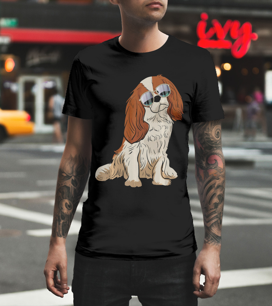 Cavalier King Charles Spaniel Dog With Sunglasses T-Shirt