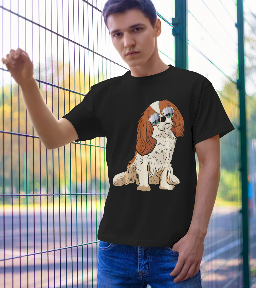 Cavalier King Charles Spaniel Dog With Sunglasses T-Shirt