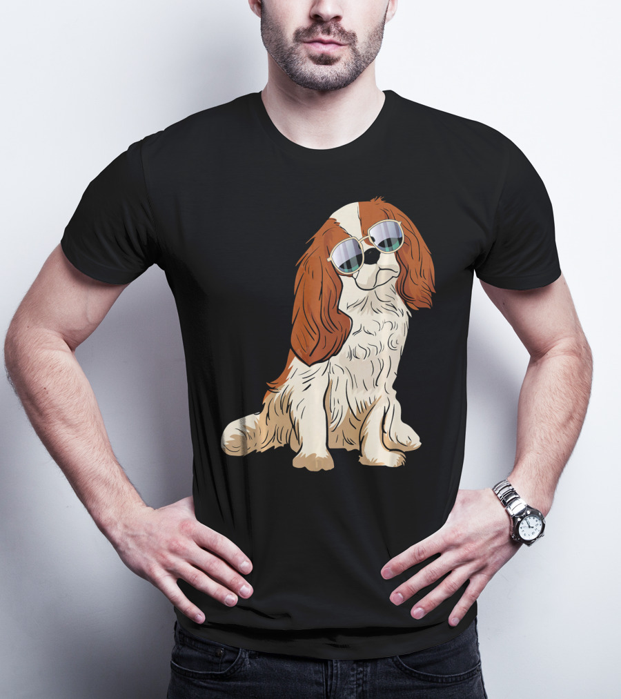 Cavalier King Charles Spaniel Dog With Sunglasses T-Shirt