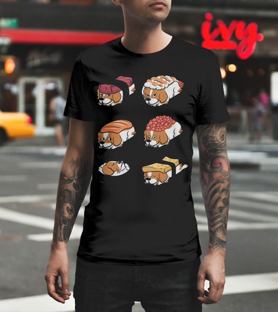 Cavalier King Charles Spaniel Nigiri Sushi Roll Variations T-Shirt