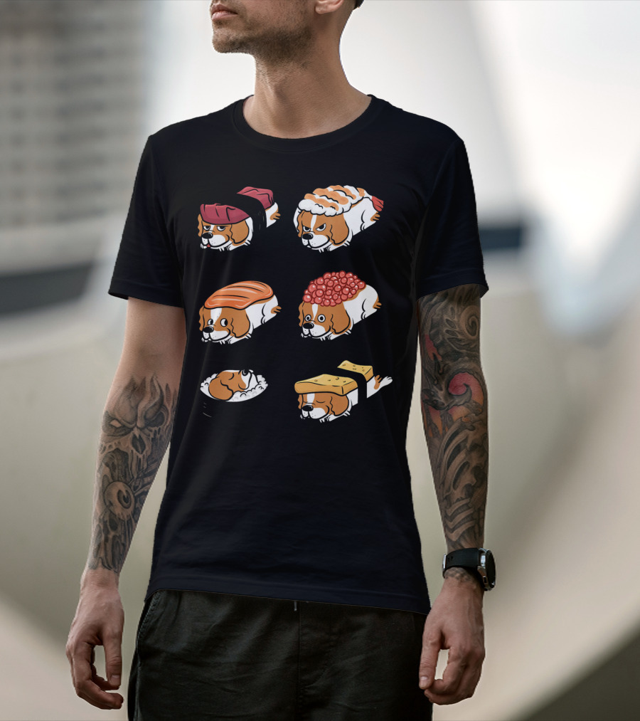 Cavalier King Charles Spaniel Nigiri Sushi Roll Variations T-Shirt