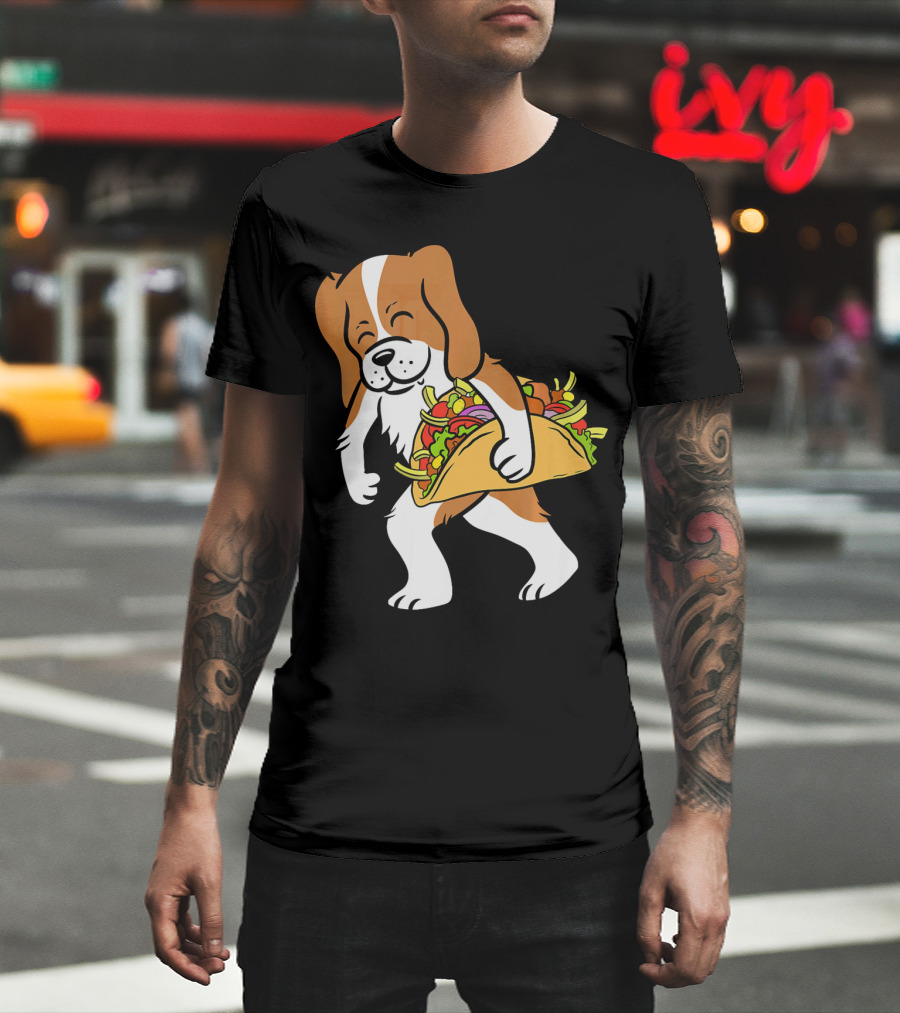 Cavalier King Charles Spaniel Carrying Taco With Vegetables T-Shirt