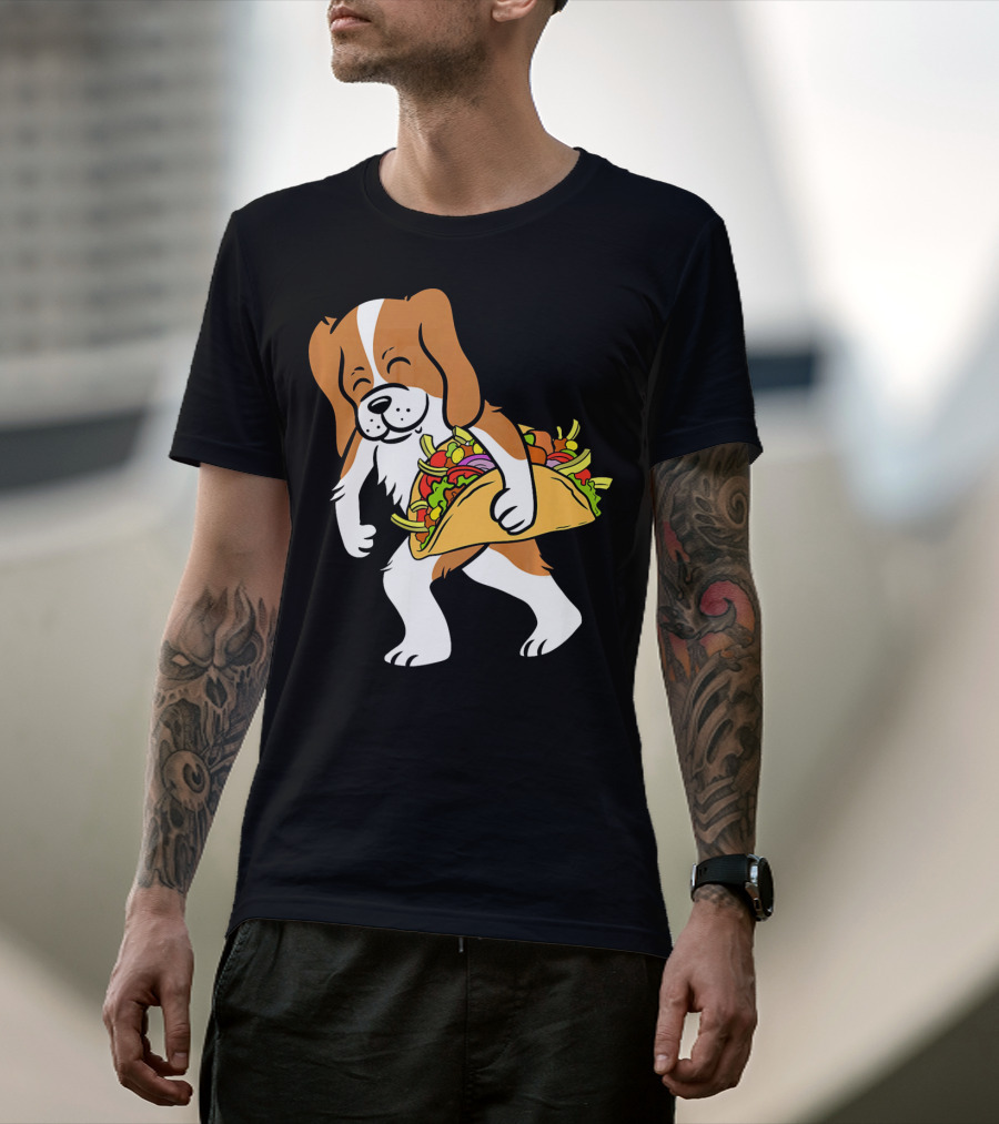 Cavalier King Charles Spaniel Carrying Taco With Vegetables T-Shirt
