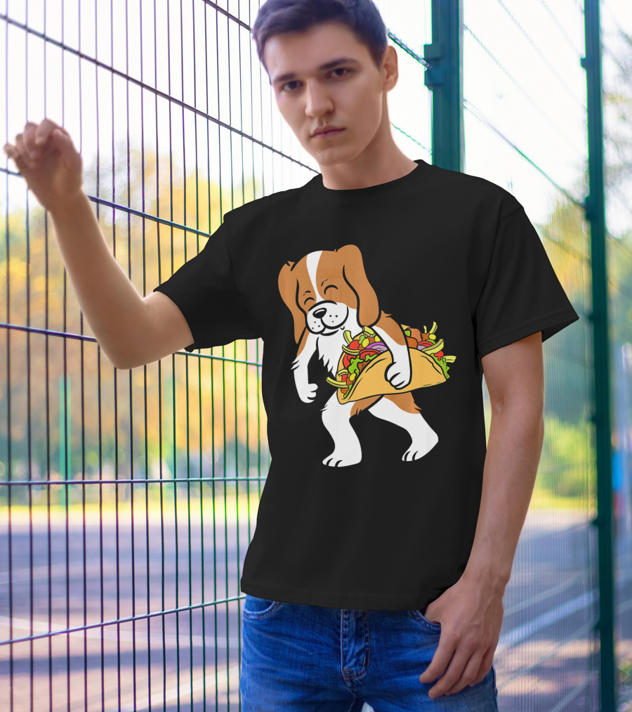 Cavalier King Charles Spaniel Carrying Taco With Vegetables T-Shirt