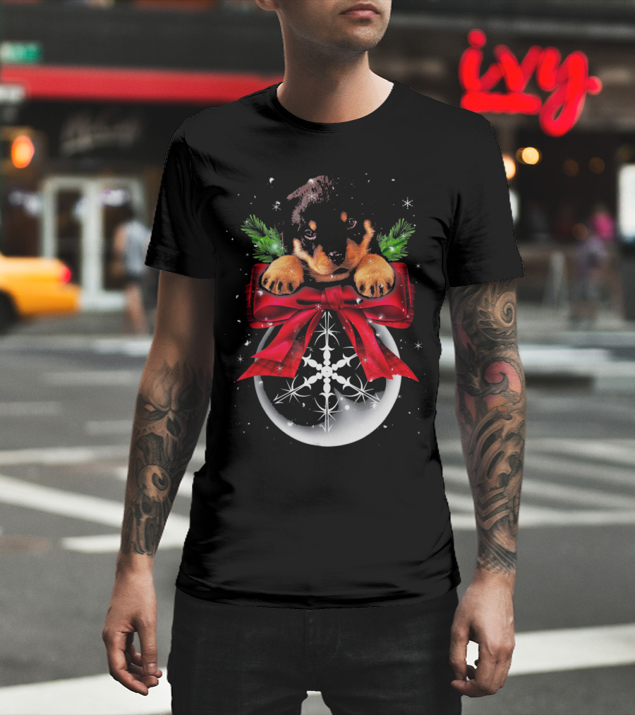 Rottweiler Puppy Christmas Bauble Snowflake Noel T-Shirt