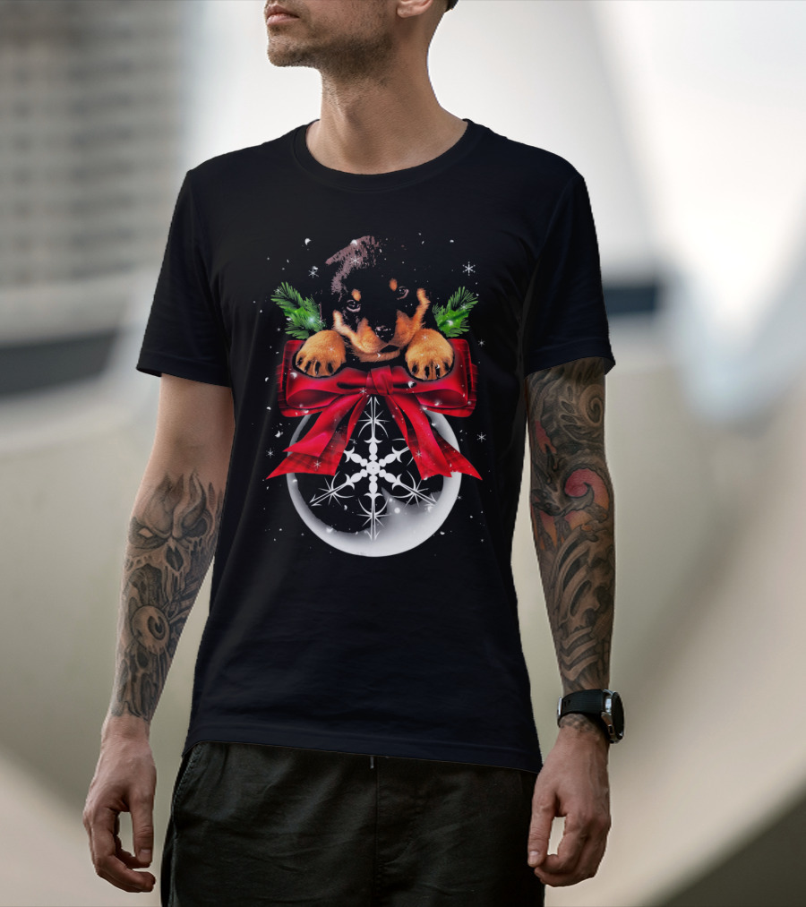 Rottweiler Puppy Christmas Bauble Snowflake Noel T-Shirt
