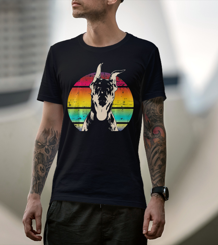 Retro Sunset Doberman Pinscher T-Shirt