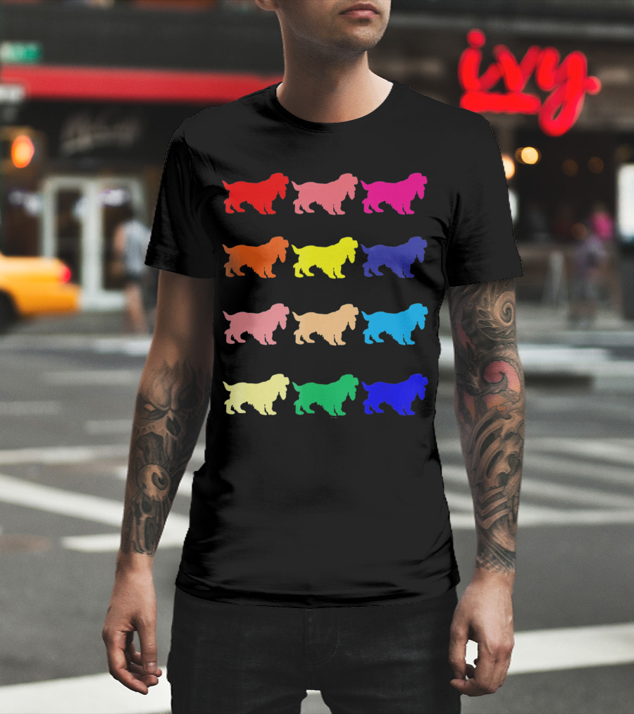 Cocker Spaniel Dog Lovers Multicolored Pop T-Shirt