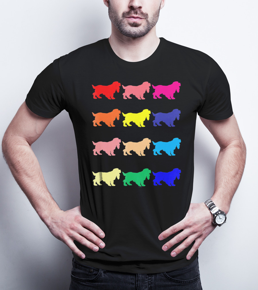 Cocker Spaniel Dog Lovers Multicolored Pop T-Shirt