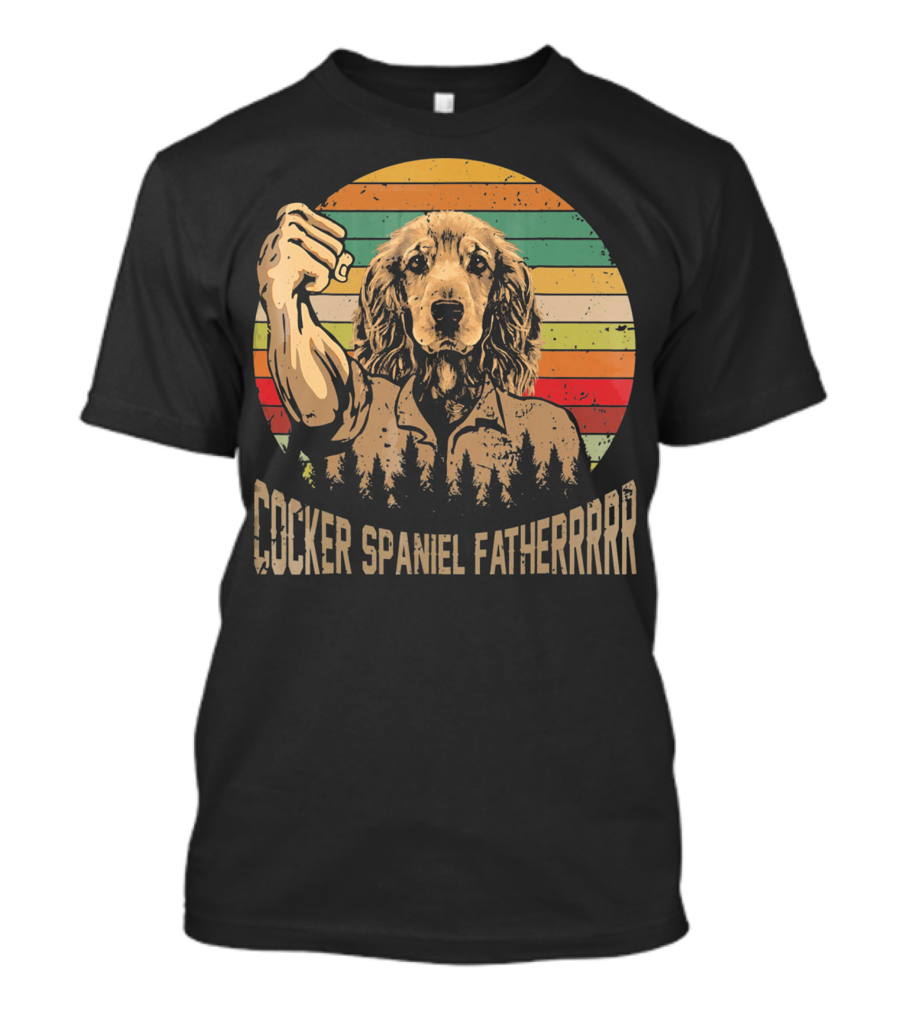 Cocker Spaniel Fatherrrr Retro Dog T-Shirt