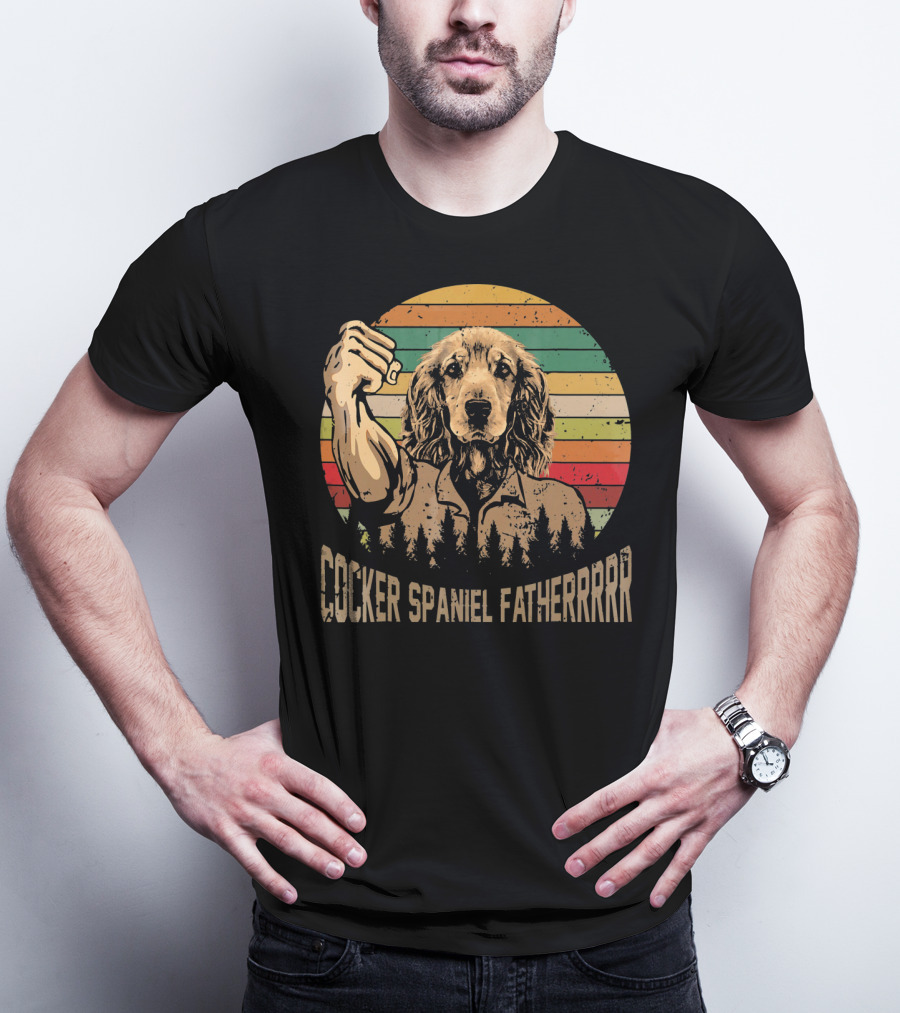 Cocker Spaniel Fatherrrr Retro Dog T-Shirt