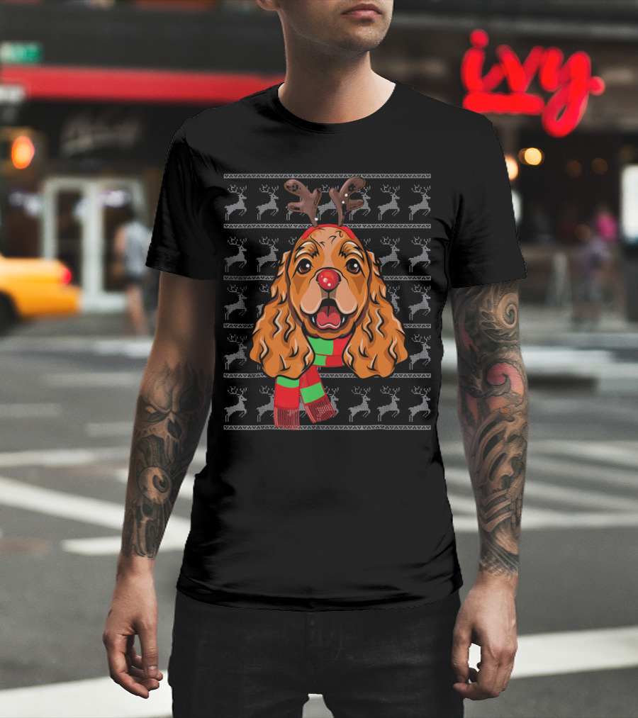 Cocker Spaniel Reindeer Holiday T-Shirt