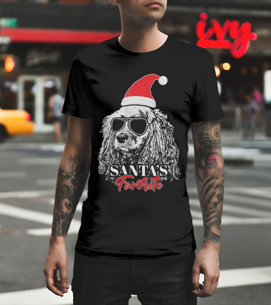 Cocker Spaniel Santa's Favorite Christmas Hat Sunglasses T-Shirt