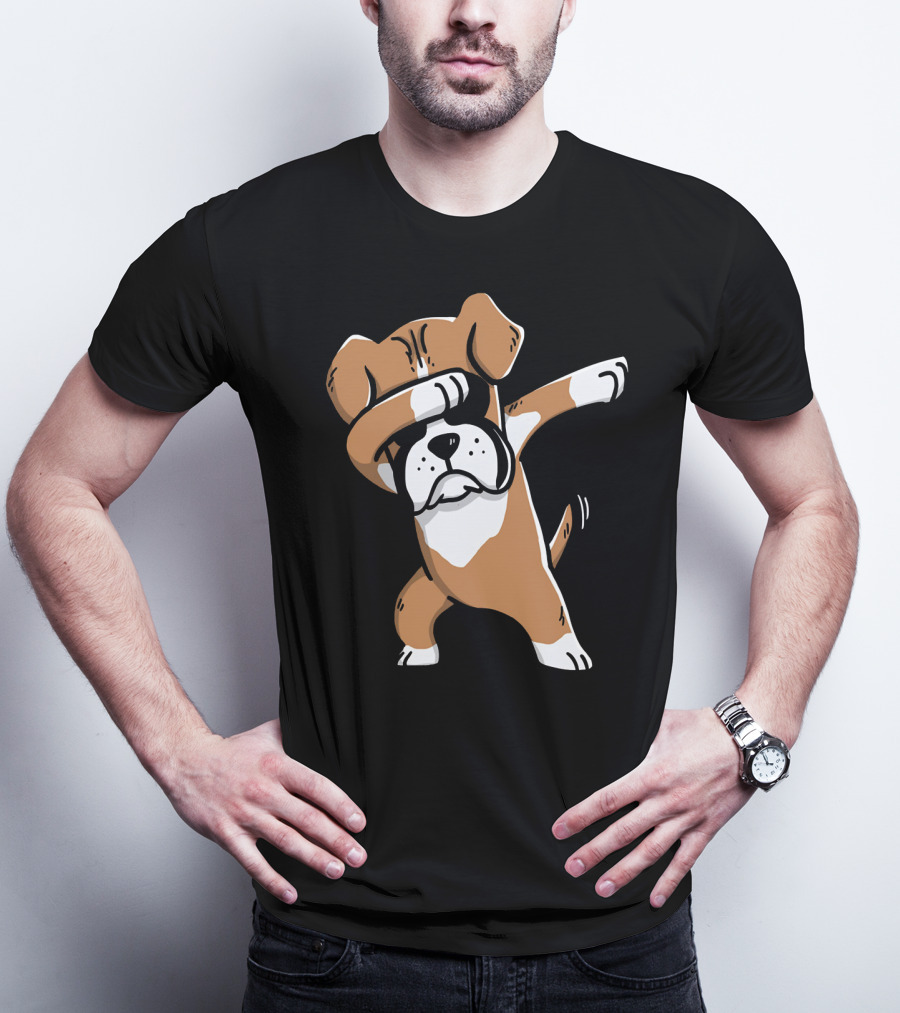 Dab Boxer Dog Hooded Boxer Dab Pose Dog T-Shirt