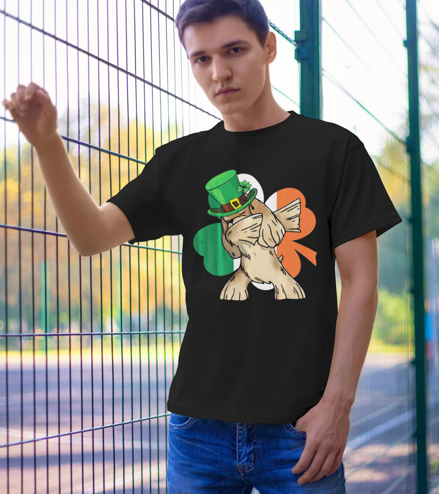 Dabbing Cocker Spaniel Irish Flag Shamrock St. Patrick's Day T-Shirt