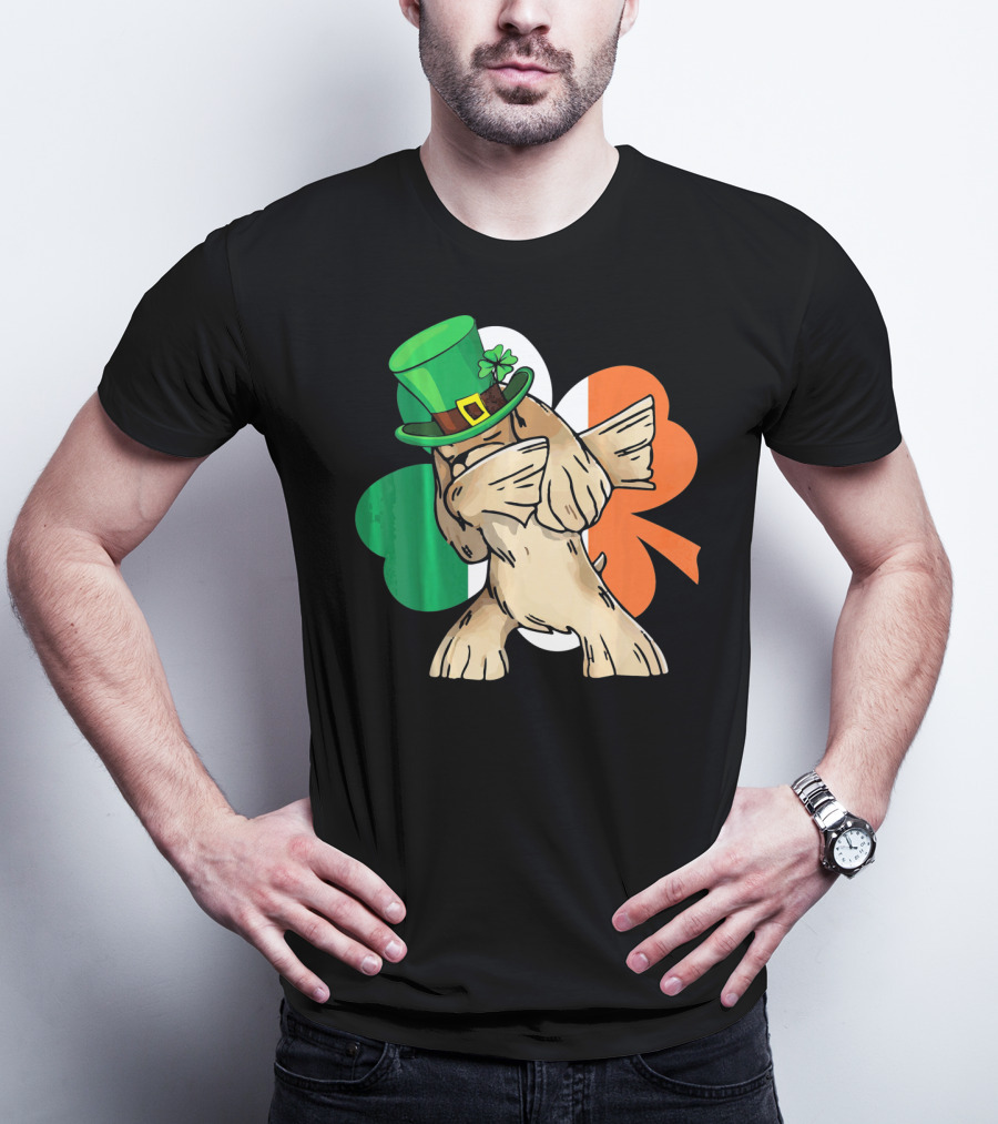 Dabbing Cocker Spaniel Irish Flag Shamrock St. Patrick's Day T-Shirt