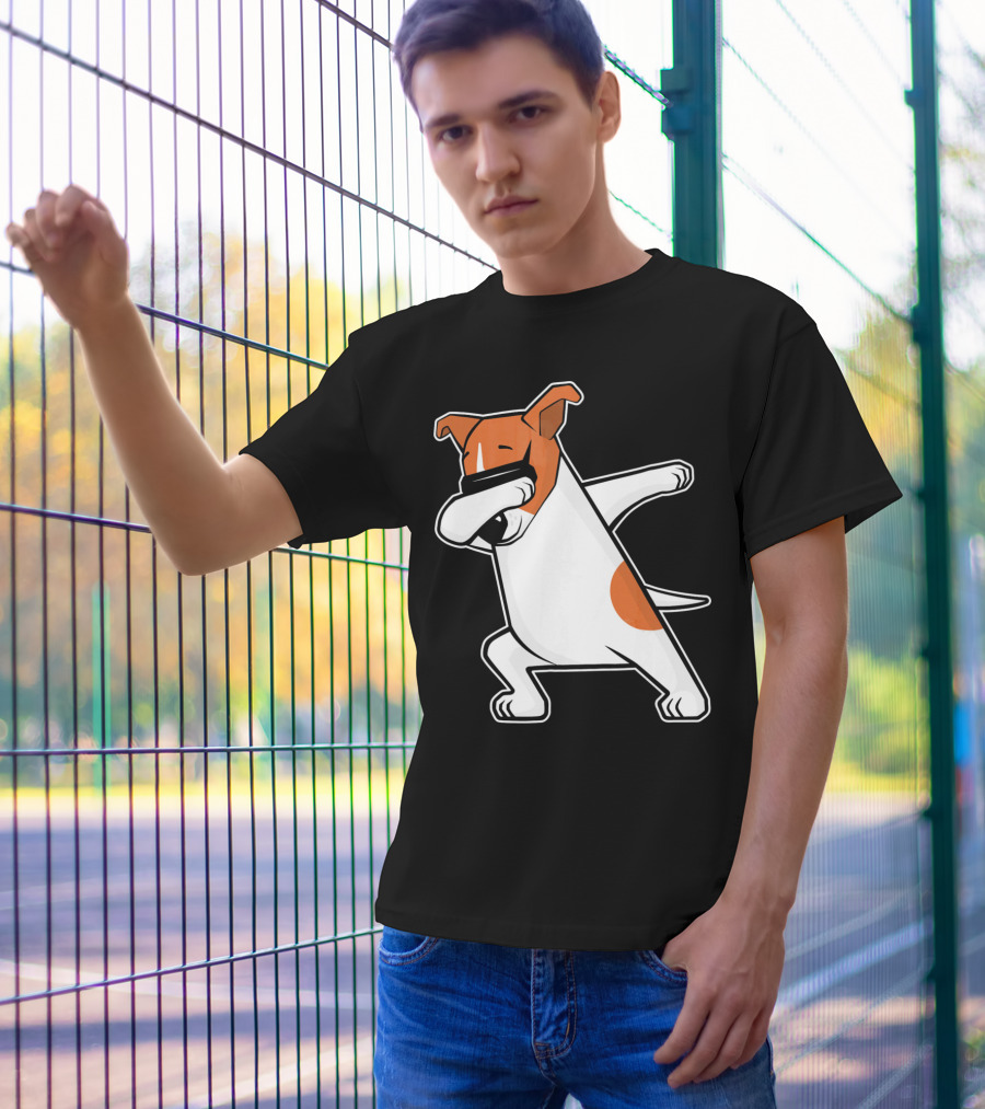 Jack Russell Dog Doing The Dab Dance Funny Cute T-Shirt