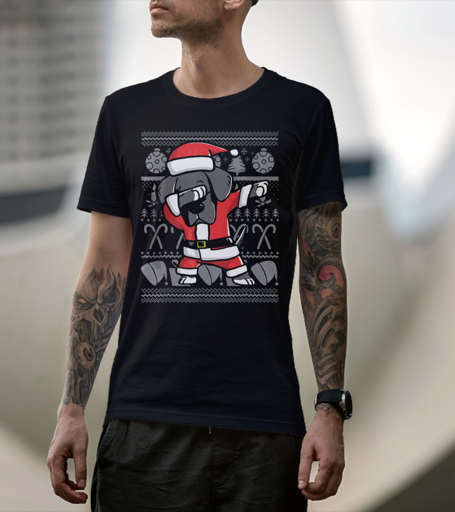 Dabbing Great Dane Dog Santa Ugly Christmas T-Shirt