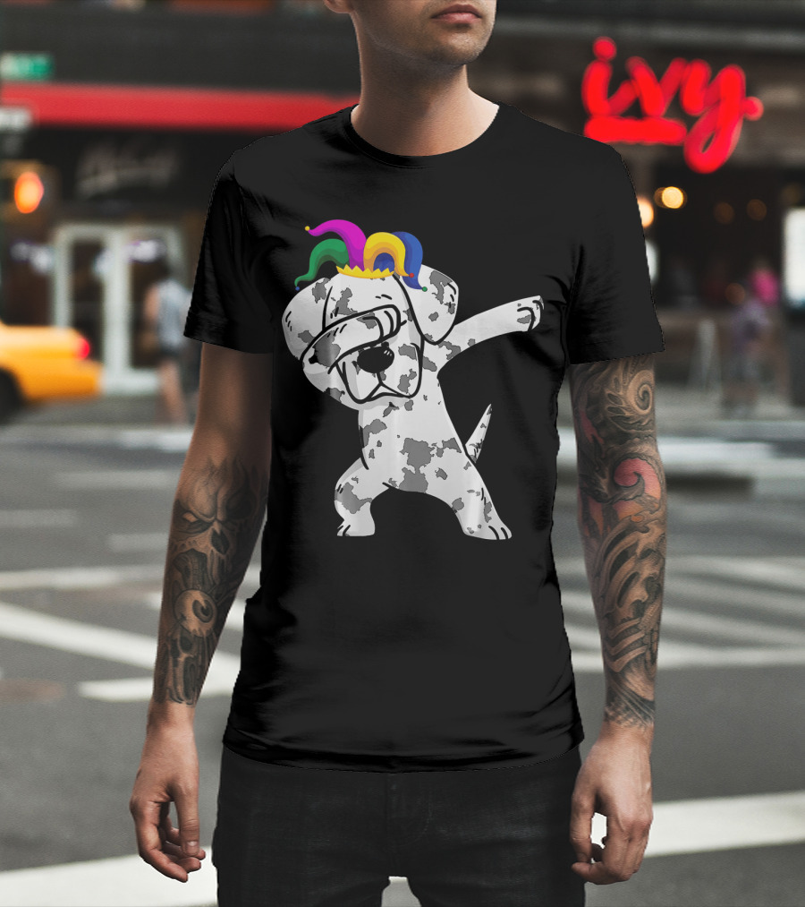 Dabbing Great Dane Jester Hat Mardi Gras Dance Fun T-Shirt