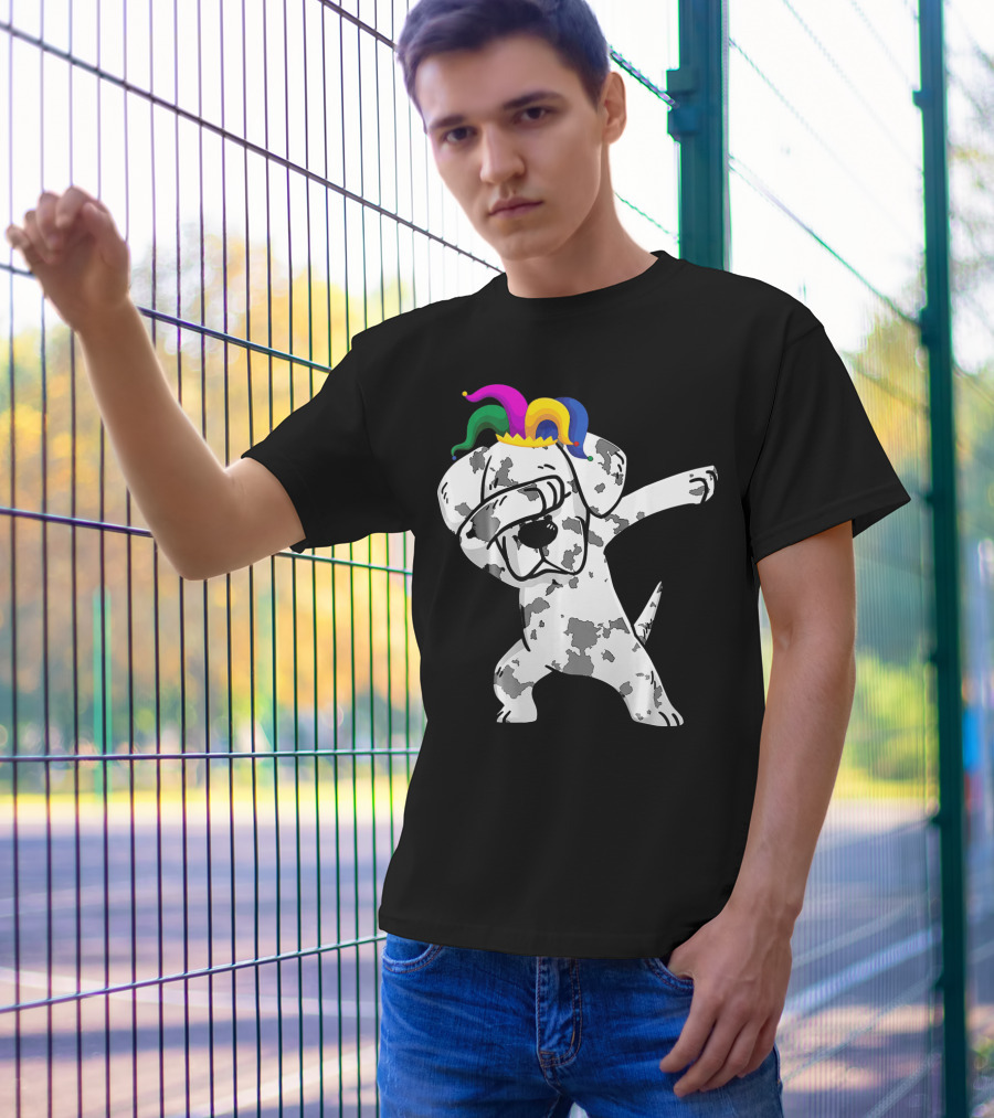 Dabbing Great Dane Jester Hat Mardi Gras Dance Fun T-Shirt