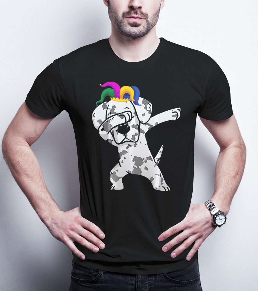 Dabbing Great Dane Jester Hat Mardi Gras Dance Fun T-Shirt