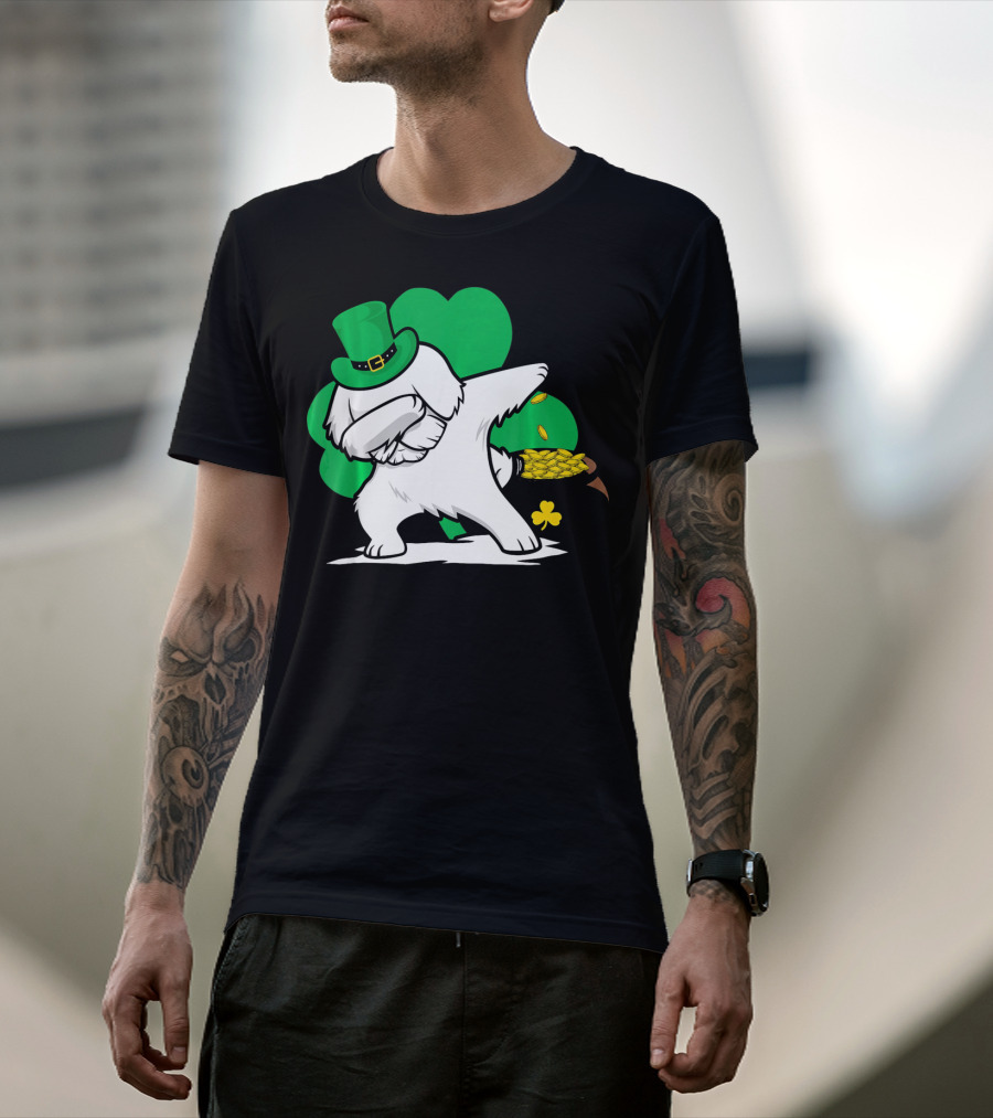 Maltese Dog Dabbing Leprechaun Dance St Patricks Day T-Shirt