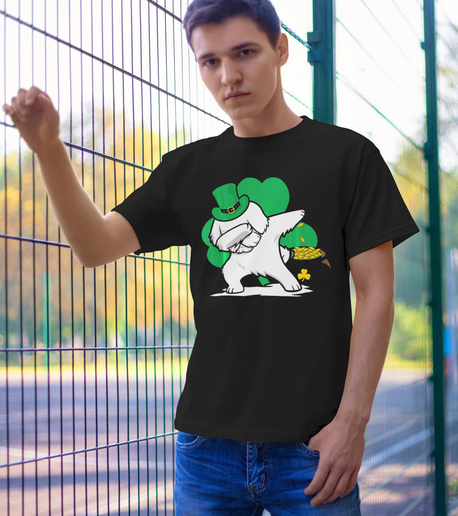 Maltese Dog Dabbing Leprechaun Dance St Patricks Day T-Shirt