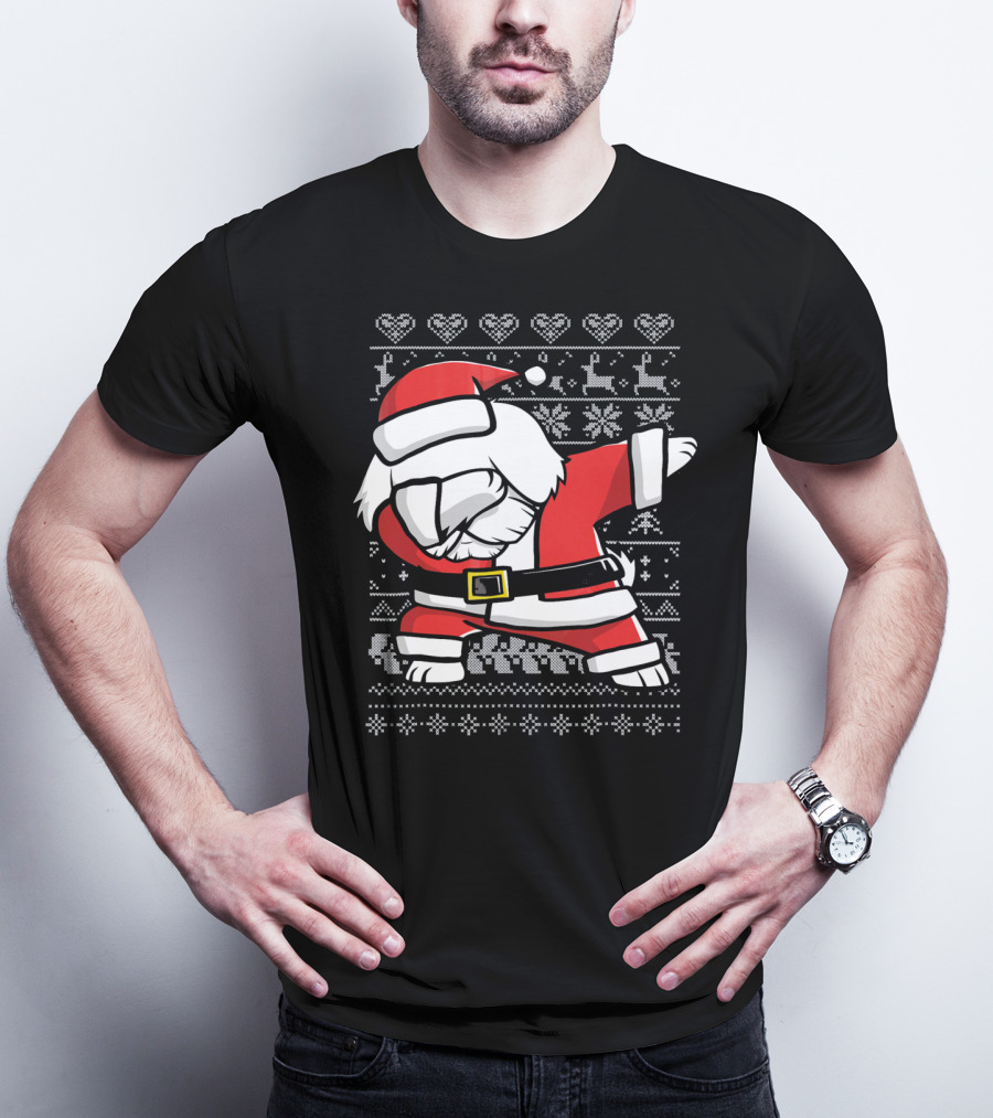 Maltese Santa Dab Reindeer Snowflakes Hearts Ugly T-Shirt