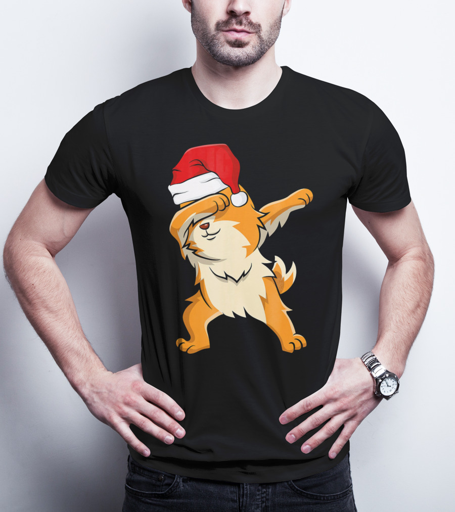 Dabbing Pomeranian With Santa Hat T-Shirt