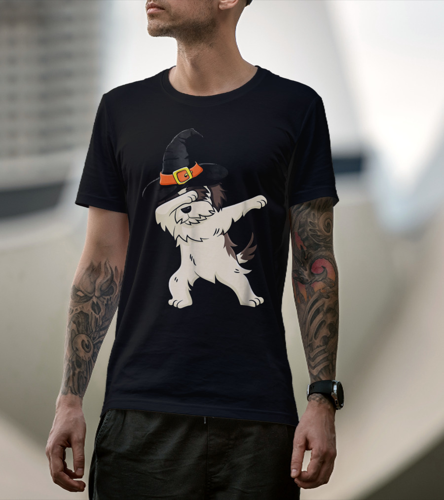 Dabbing Shih Tzu In Witch Hat Halloween T-Shirt