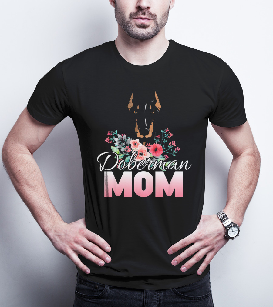 Doberman Mom Floral T-Shirt