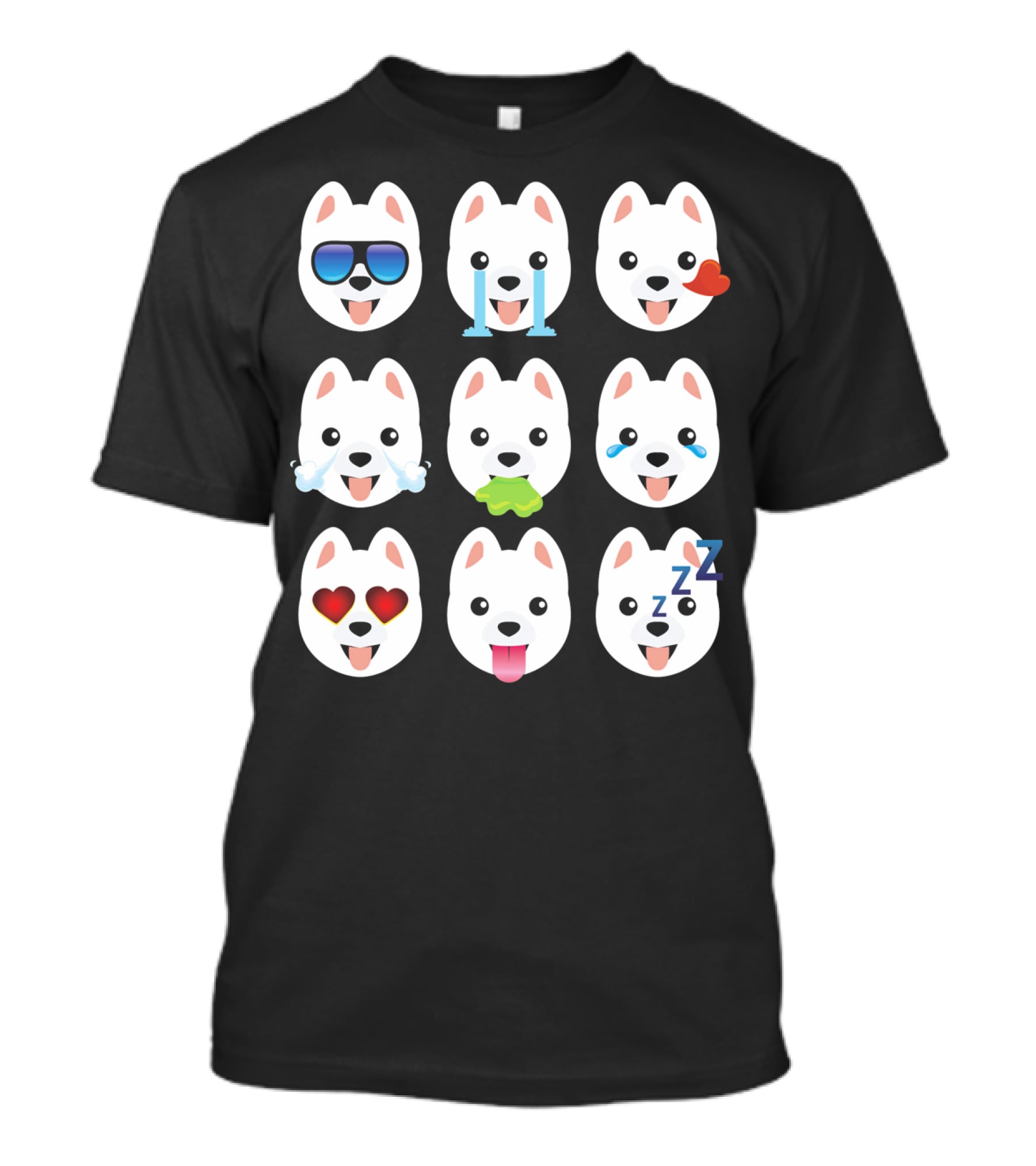 Pomeranian Dog Emoji Faces Funny Father Emotions T-Shirt