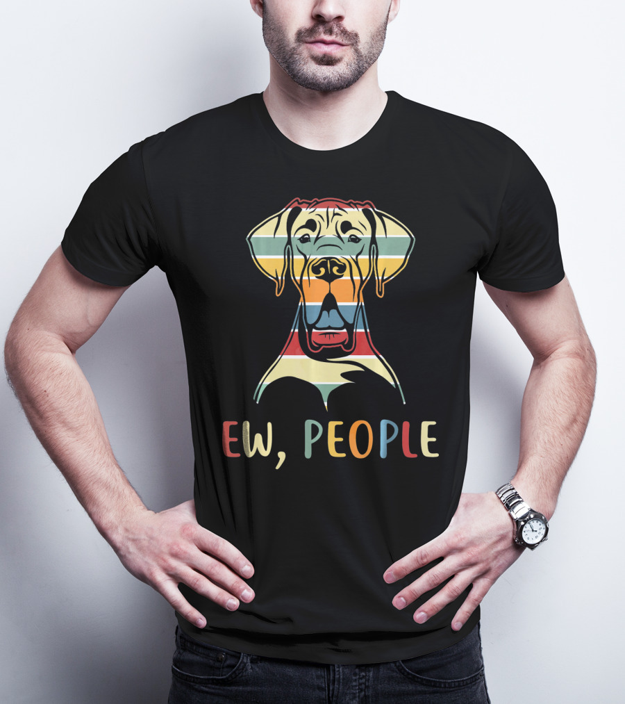 Ew People Funny Great Dane Striped Retro T-Shirt