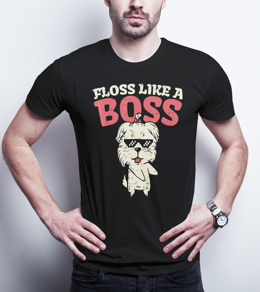 Floss Like A Boss Dance Flossing Shih Tzu With Sunglasses T-Shirt