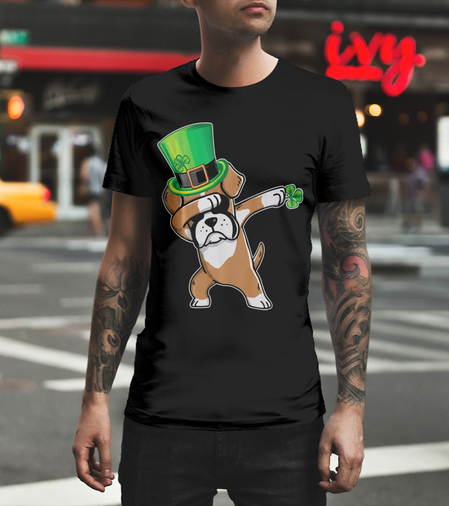 Funny Boxer Dog Dabbing St. Patrick's Day Dance T-Shirt