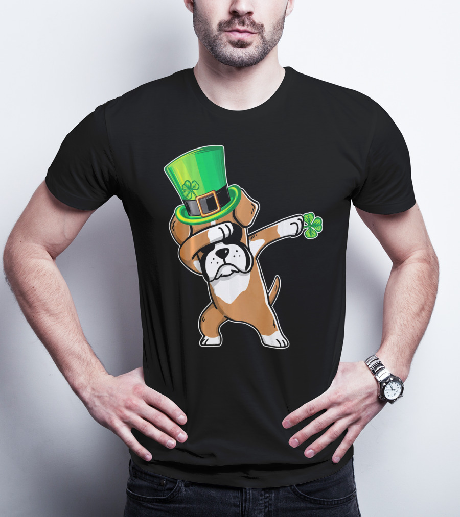 Funny Boxer Dog Dabbing St. Patrick's Day Dance T-Shirt