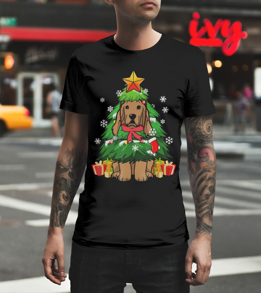 Cocker Spaniel Christmas Tree With Gifts And Snowflakes T-Shirt
