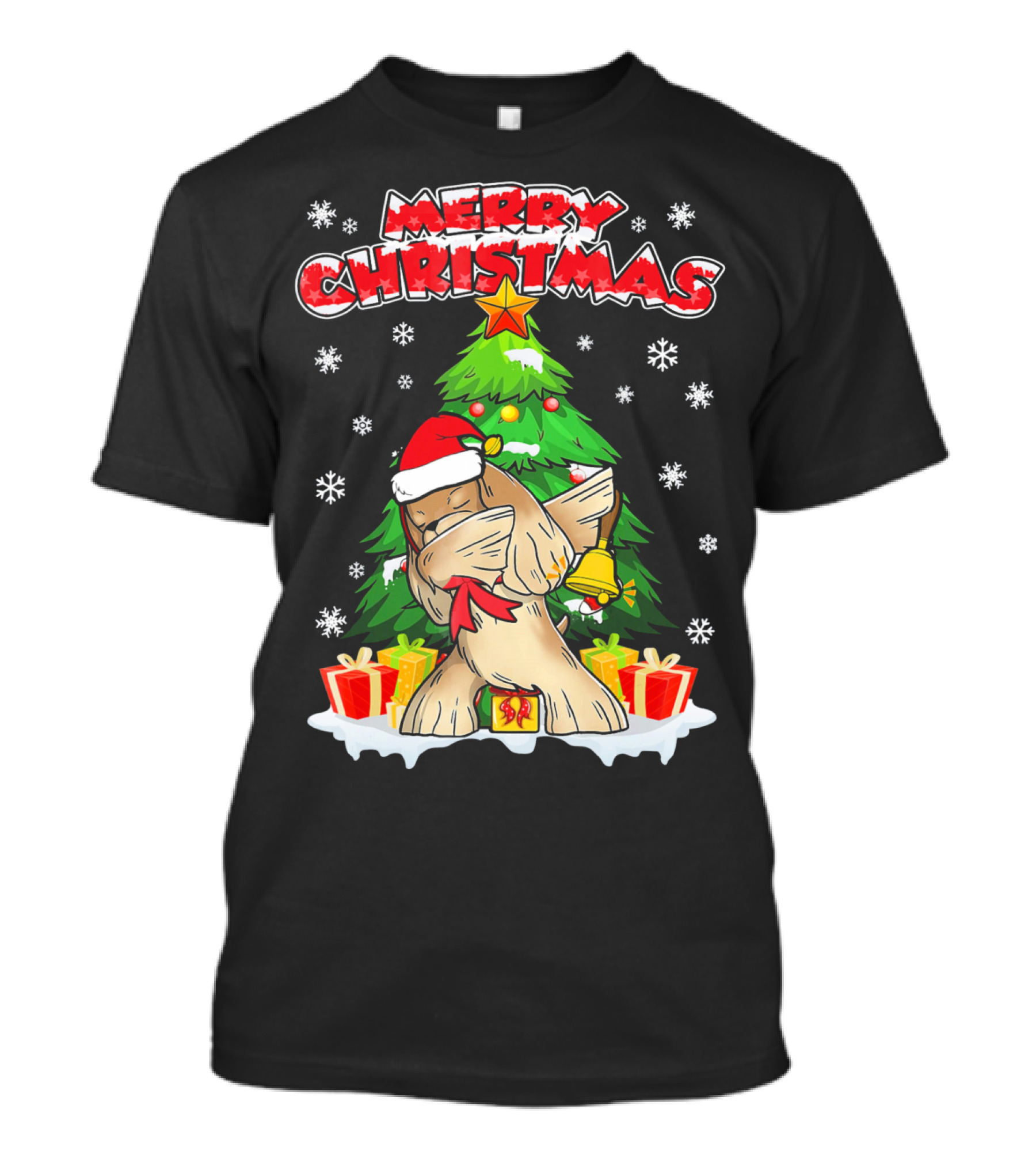 Merry Christmas Funny Dabbing Cocker Spaniel Holiday Tree Snowflakes Presents T-Shirt
