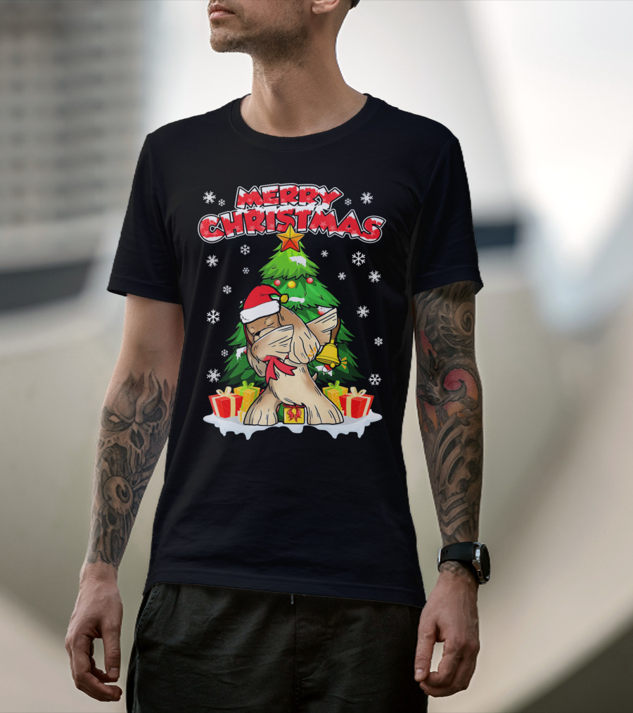 Merry Christmas Funny Dabbing Cocker Spaniel Holiday Tree Snowflakes Presents T-Shirt