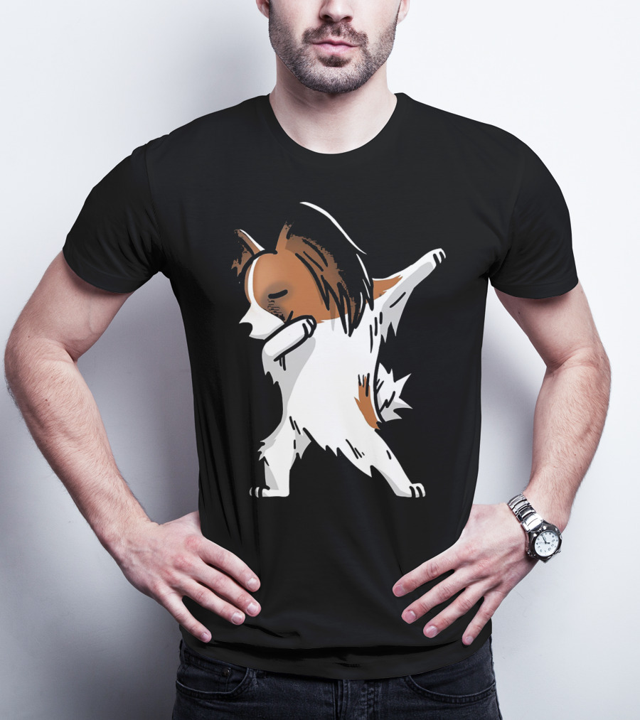 Funny Dancing Papillon Dog Birthday Celebration Party T-Shirt