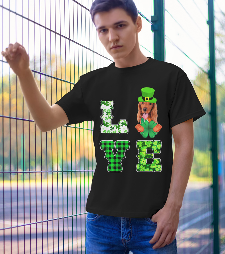 LOVE Funny St Patricks Day Cocker Spaniel Lover T-Shirt