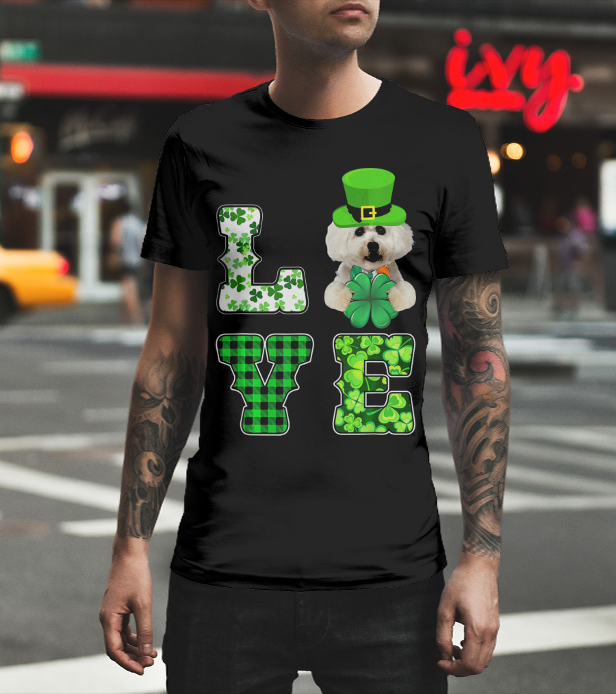 Funny St Patricks Day Maltese Love Shamrock Clovers T-Shirt