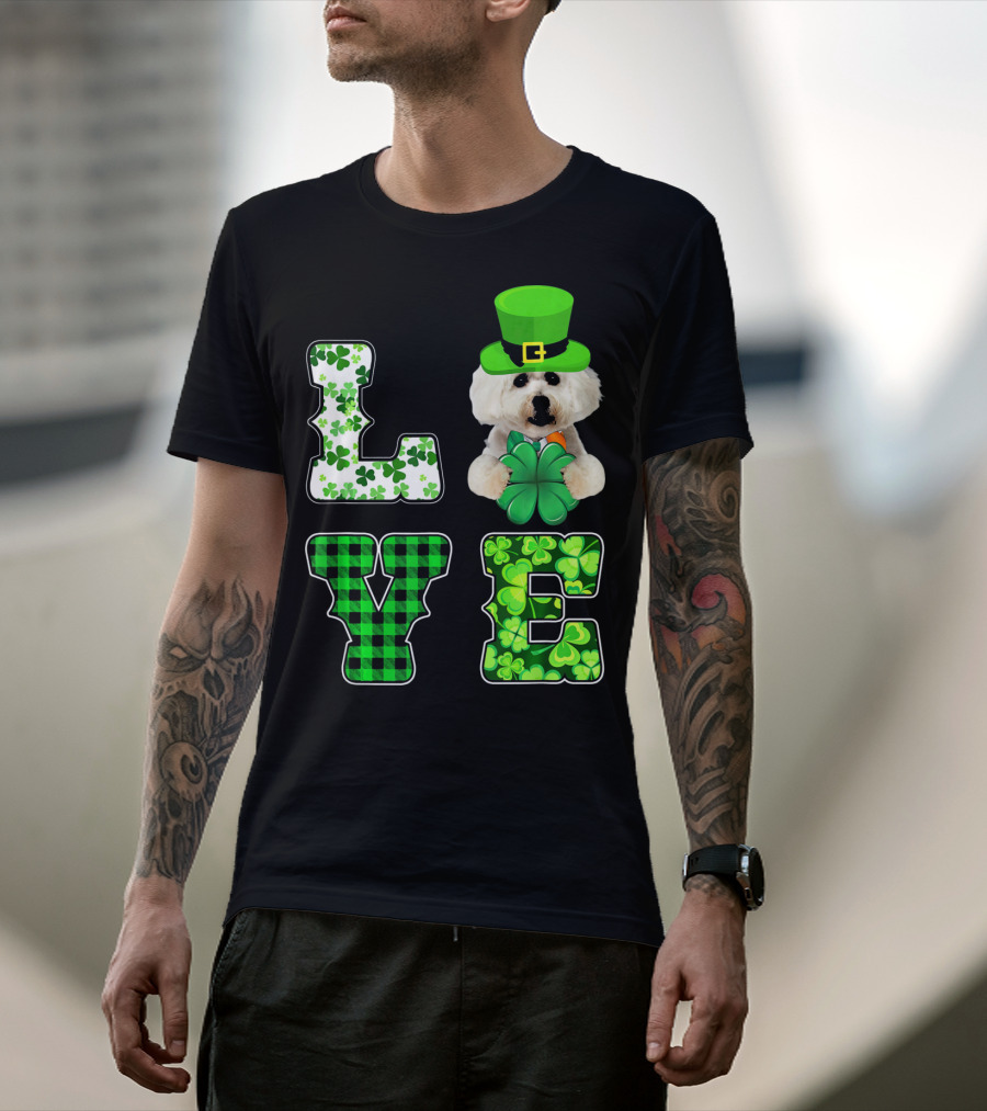 Funny St Patricks Day Maltese Love Shamrock Clovers T-Shirt