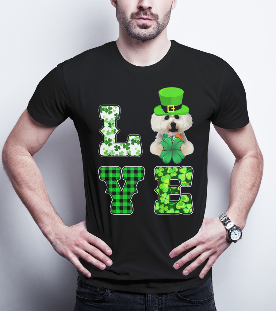 Funny St Patricks Day Maltese Love Shamrock Clovers T-Shirt